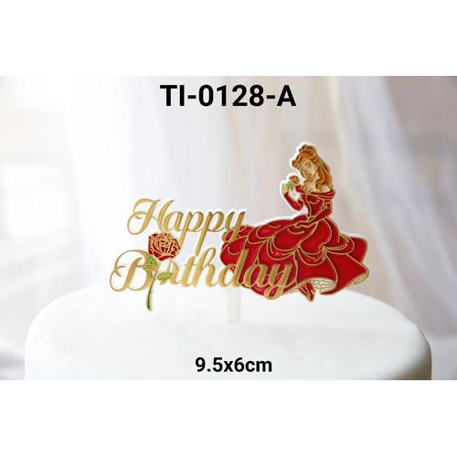 Jual TI-0128-A Cake topper happy birthday belle beauty and the beast ...