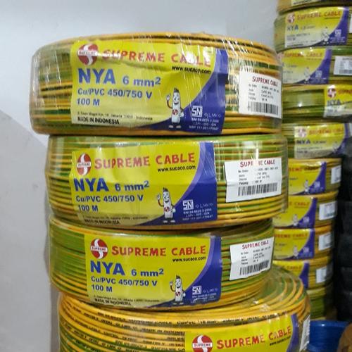 Jual Kabel NYA 6 mm Supreme 1 Roll 100 meter Kuning Hijau Tembaga ...