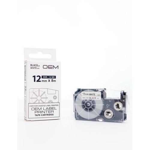 Jual OEM TAPE EZ LABEL CASIO 12MM BLACK INK WHITE (OXR-12WE) - Kota ...