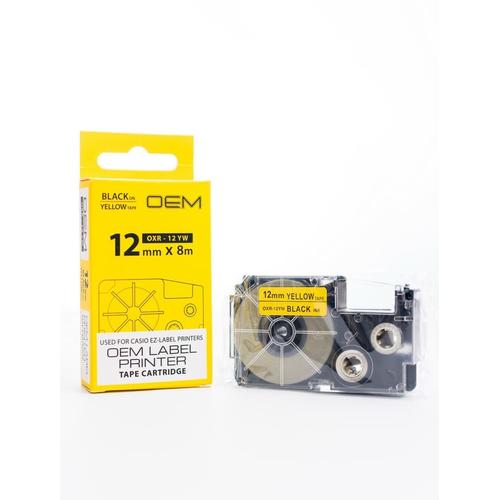 Jual OEM TAPE EZ LABEL CASIO 12MM BLACK INK YELLOW (OXR-12YW) - Kota ...