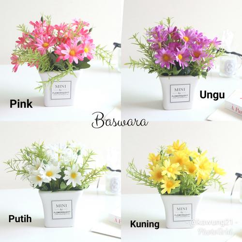Jual VBK09 VAS PERSEGI BUNGA ASTER ARTIFICIAL BUKET RANGKAIAN TANAMAN ...