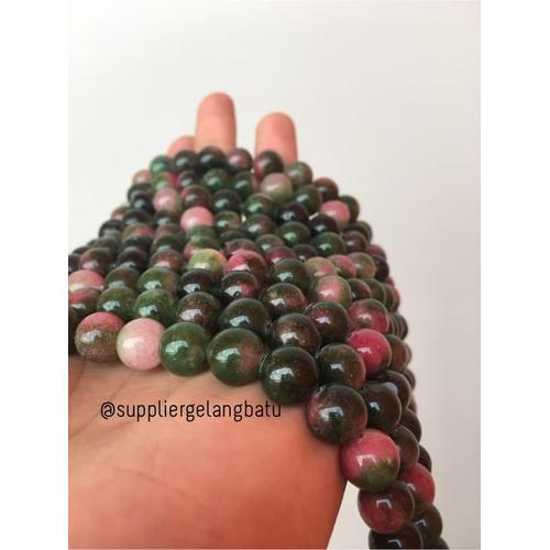 Jual bongkah gelang kalung 10mm bloodstone agate hijau ruby tanzanite ...