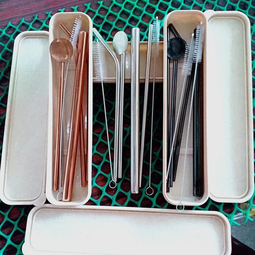 Jual sedotan bubble teh set 4+2+1=7 pcs - straw silver - Jakarta Barat ...