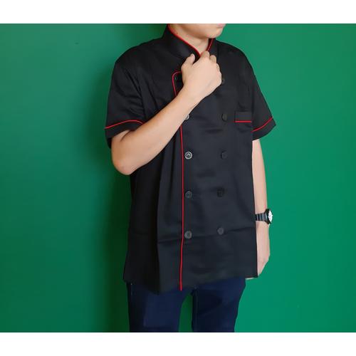 Jual APRON CELEMEK KEMEJA LENGAN PENDEK HITAM ATAU PUTIH CHEF UNIFORM ...