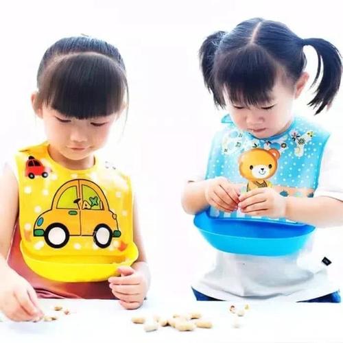 Jual Celemek Silikon Anti Air Bayi Apron Slabber Baby Bib With Pocket ...