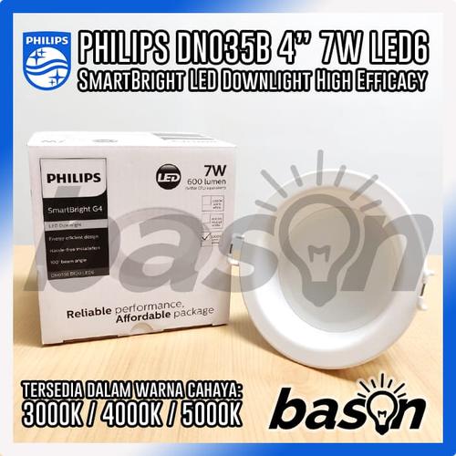 Promo PHILIPS LED Downlight DN035B 4" 7W PSU WH D100 600lumen - 3000K ...