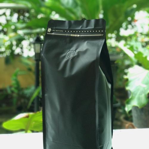 Jual Kemasan kopi 1kg premium packaging biji kopi HITAM Flat bottom ...