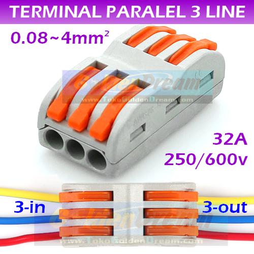 Jual Terminal Paralel 3 Line Konektor Jalur Kabel Sambungan Connector ...