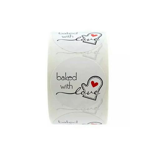Jual Sticker baked with love / label kemasan kue roti warna putih ...
