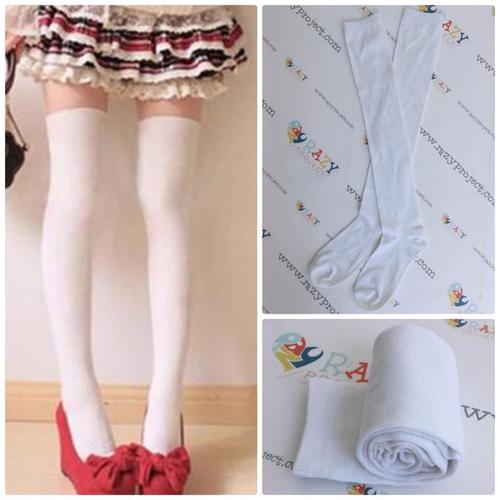 Jual Over Knee Overknee Stocking Sepaha Cosplay Anime Tebal White Putih ...