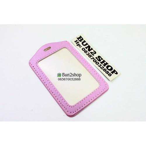 Jual Casing ID Card Name Tag kulit / Frame ID kulit - Pink - Kota ...
