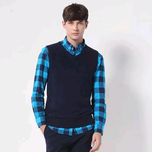 Jual NOSH Rompi rajut pria abu polos/knit vest basic seragam kantor ...