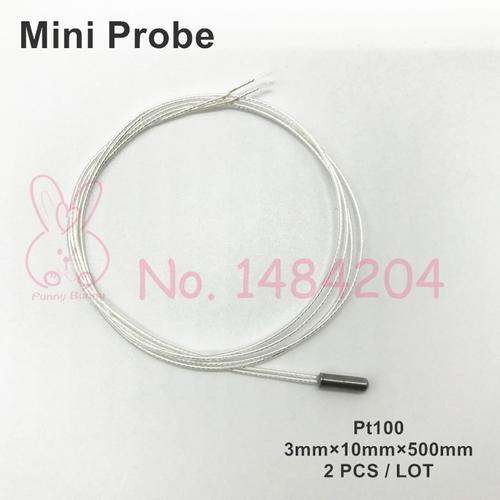 Jual 2X Pt100 MINI Probe 3mm10mm RTD Sensor 500mm 2m Cable Platinum ...