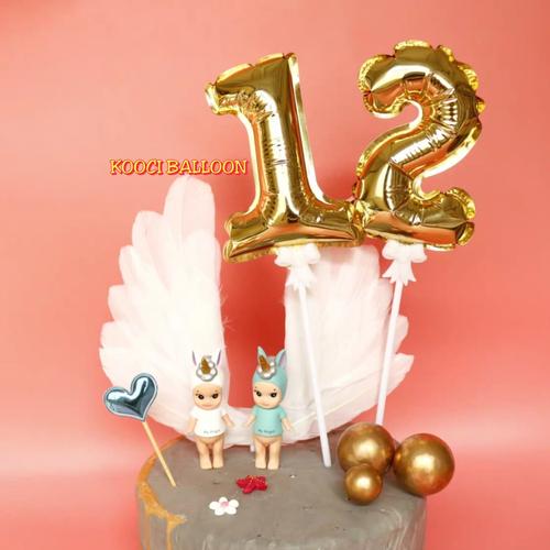 Jual Topper kue cake topper hiasan tusukan kue balon mini angka ulang ...