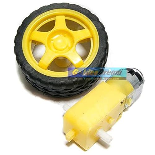 Jual Roda Motor Gearbox Smart Car Robot Tyre 1:48 Gear Ratio Ban Kuning ...