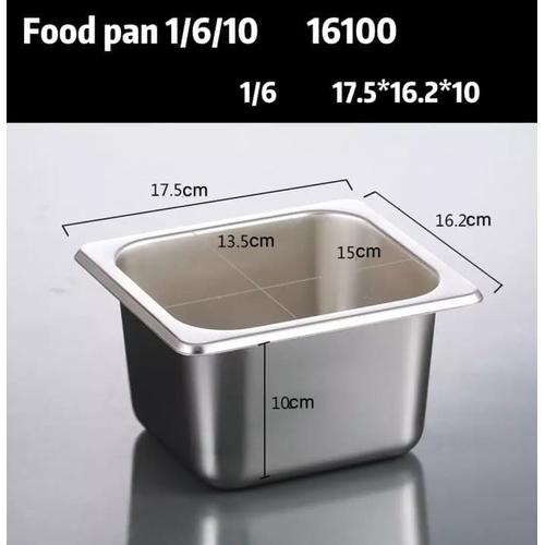 Jual Food pan prasmanan Stainless ukuran 1/6 tinggi 10CM / Wadah ...