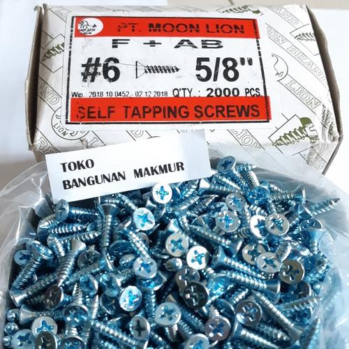 Jual Skrup Kepala Rata 6x5/8= 1,5 cm / Sekrup Taping FH 6 x 5/8 per dus ...
