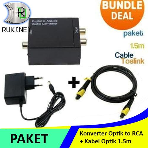 Jual Konverter Optic Digital to Analog RCA + Kabel Optik Toslink 1.5m ...