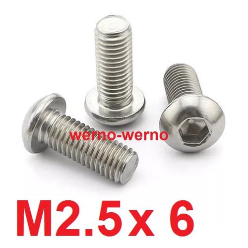 Jual Button Head M2.5x6 Stainless Bolt Hex Baut L M2.5*6 2.5mm x 6mm ...
