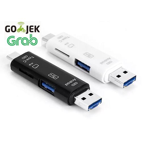 Jual SMART CARD READER OTG 3 IN 1 MICRO USB TYPE C ANDROID SD CARD USB ...