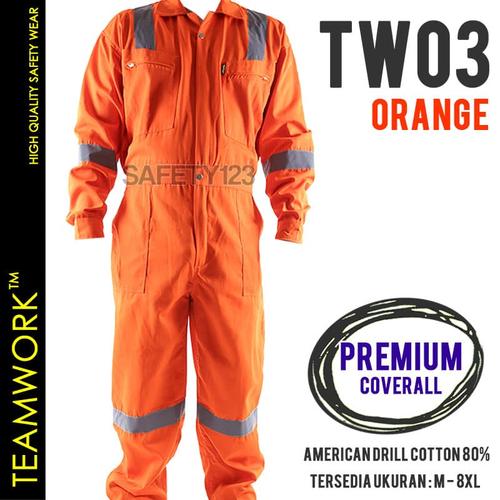 Jual TW03 TeamWork Coverall Premium Baju Kerja Terusan Safety Jumbo Orange - Orange, M - Jakarta ...