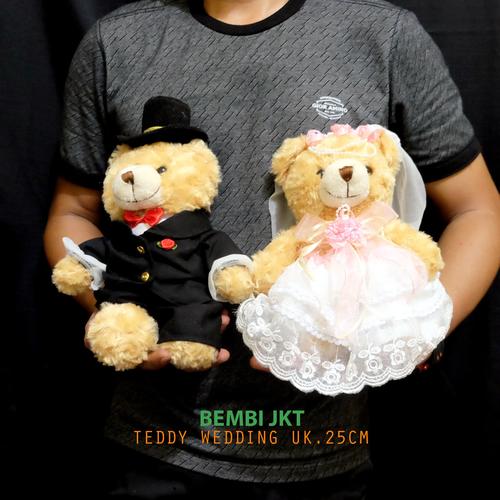 Jual boneka teddy bear wedding 20cm bear couple teddy house souvenir ...
