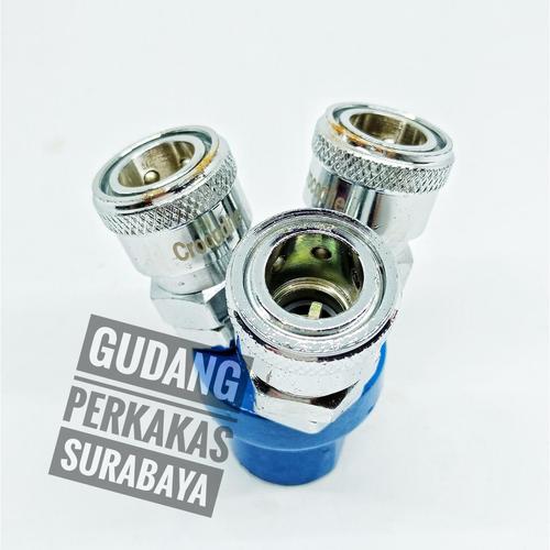 Jual COUPLER FEMALE CABANG 3 KOPLER LUBANG 3 DRAT 1/4 IN SAMBUNGAN ...