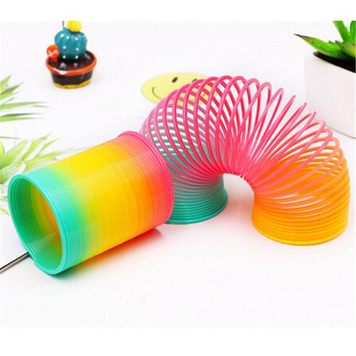 Jual HOT Plastic Slinky Rainbow Circle Folding Coil Colorful Spring ...