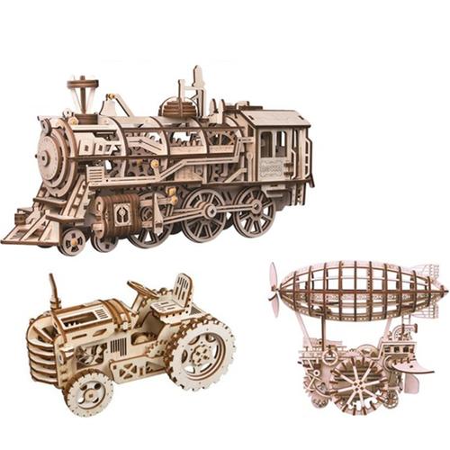 Jual HOT ROBOTIME STEAM DIY Wooden Robot Toy Steam Train Airship ...