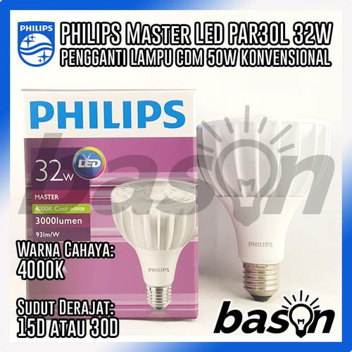 Promo PHILIPS MasterLED PAR30L 32W 4000K E27 - 15D atau 30D - Tiga ...