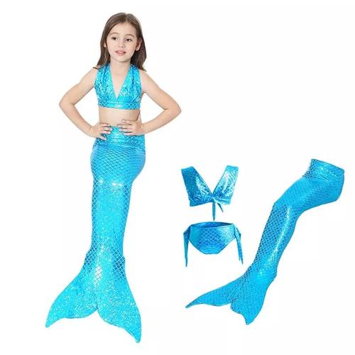 Jual Kostum Mermaid Biru Muda Anak Monofin Girls Swimsuit Sharkle Fin ...
