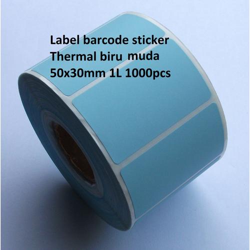 Jual label barcode thermal biru 50x30mm 1line 1000pcs gap,core1 ...