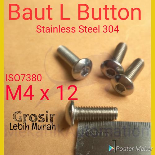 Jual Baut Button L M4 x 12 - Jakarta Timur - Mekanikautomation | Tokopedia