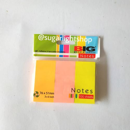 Jual Post It Big 76x51mm Isi 100 Lembar x 3 Warna Sticky Notes Penanda ...