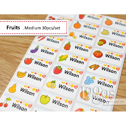 Promo Fruits MEDIUM Sticker Label Nama waterproof stiker nama anak buah ...