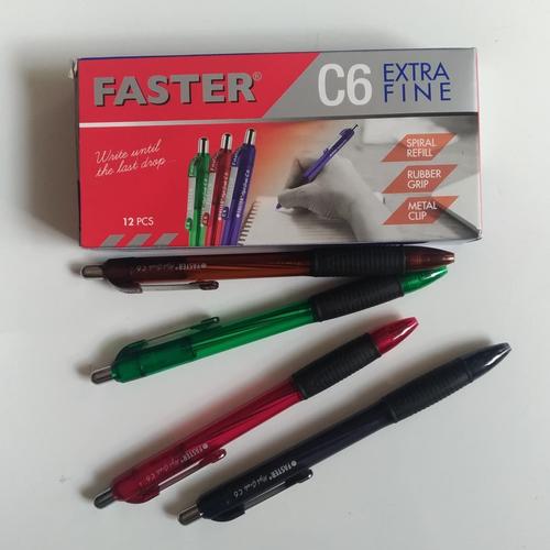 Jual Ballpoint faster C6/ Pen/ C6 / Tik tok / Hitam / Biru/ Merah ...
