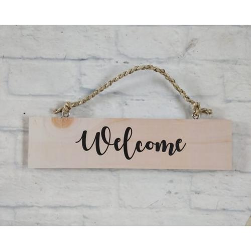 Jual hiasan dinding kayu papan nama gantung dekorasi - welcome - Kab ...