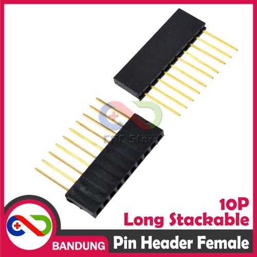 Jual [CNC] PIN HEADER FEMALE 10 10P 10MM LONG STACKABLE FOR ARDUINO UNO ...