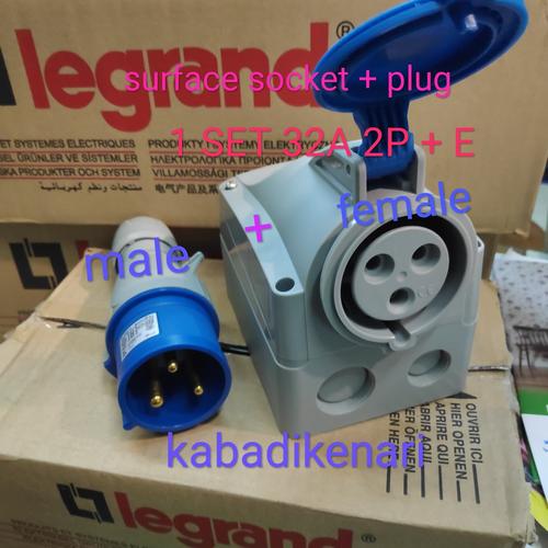 Jual LEGRAND SURFACE SOCKET + STRAIGHT PLUG 32A 3PIN 2P + E INDUSTRIAL ...