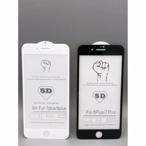 Jual Tempered glass 5D Iphone 7 8 7 plus 8 plus Full cover hitam/ putih ...