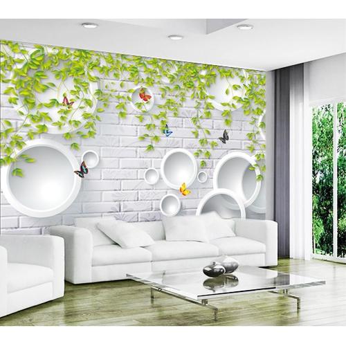 Jual WALLPAPER 3D CUSTOM WALLPAPER DINDING BATA PUTIH DAUN-DAUN ...
