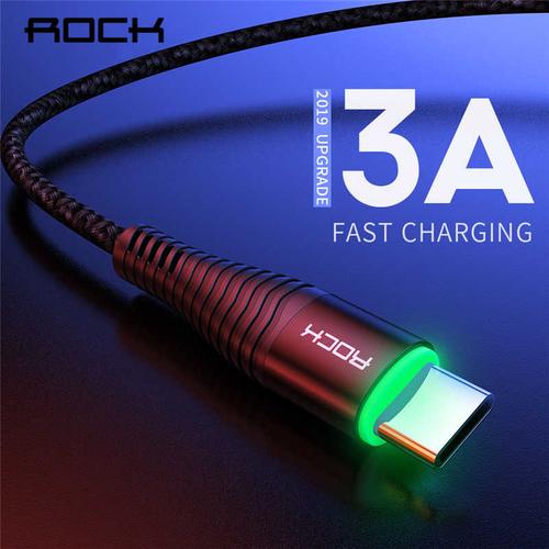 Jual ROCK USB Type C LED 3A Cable 1 meter - Fast Charging - Ujung ...