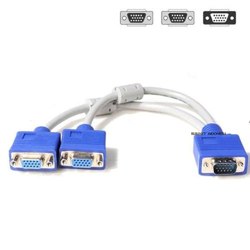 Jual Kabel VGA Splitter 1 Ke 2 Port - Spliter Cabang Monitor LCD LED 2 ...