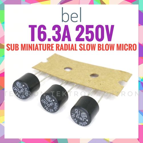 Jual bel Fuse T6.3A 250V Sub miniature Radial Slow Blow Micro 6.3A 6A ...