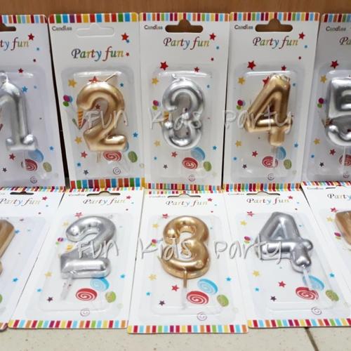 Jual Lilin Angka Premium Warna Gold dan Silver / Lilin Ultah / Candle ...