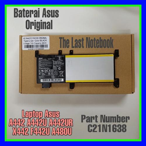 Jual Baterai Original ASUS A442 A442U A442UR X442 F442U A480U C21N1638 ...