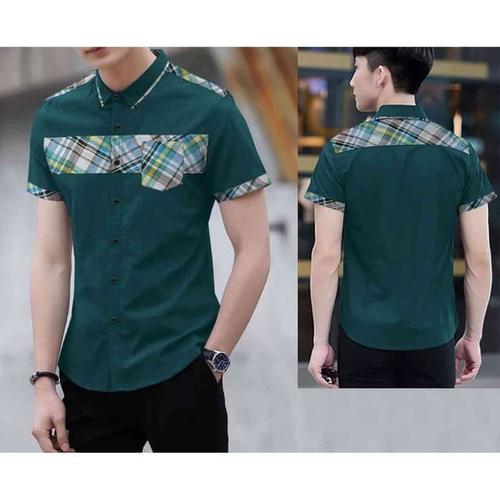 Jual Kemeja Hem Pria Cowok Hijau Tosca Lengan Pendek Slimfit Bodyfit ...