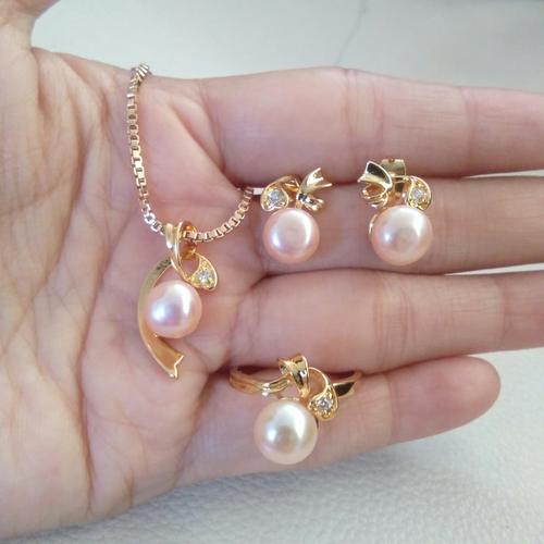 Jual Set Mini Mutiara Air Tawar asli Lombok rangka Rodium 08051903 ...