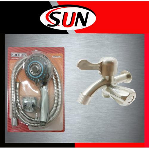 Jual Keran Kran Double Cabang + hand Shower kamar Mandi Chrome ...