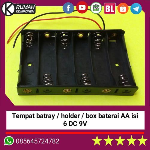 Jual Tempat baterai box batray holder batere AA 6 buah 9 volt A2 ...